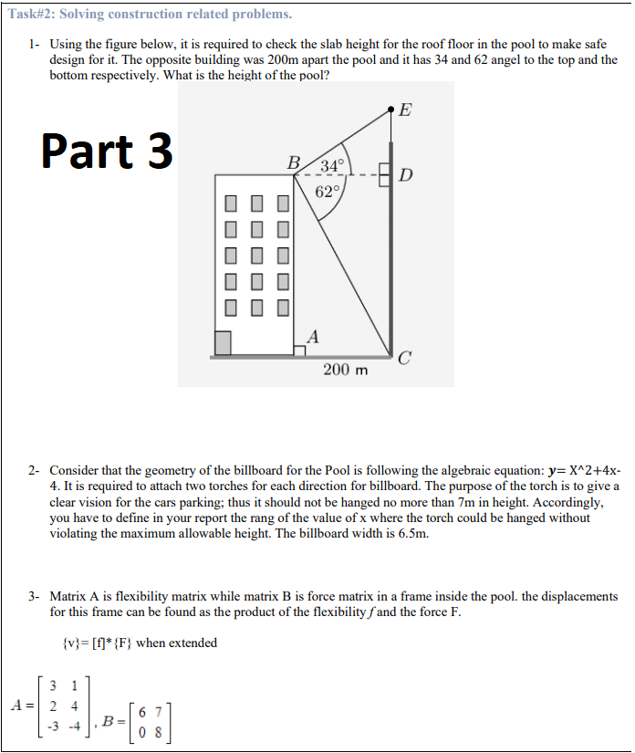 Solved Task#2: Solving construction related problems. 1. | Chegg.com