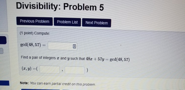 Solved Divisibility: Problem 5 Previous Problem Problem List | Chegg.com