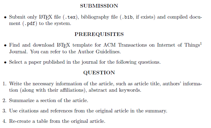 SUBMISSION - Submit only LATEX file (.tex), | Chegg.com