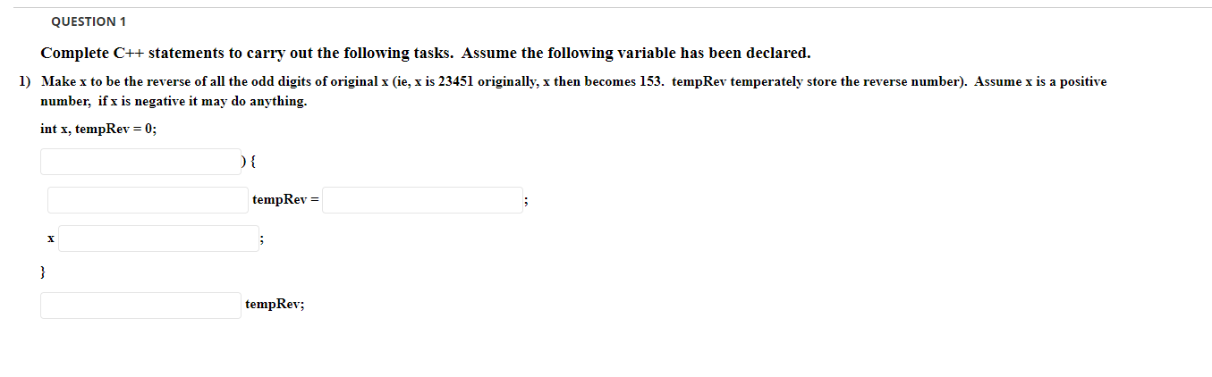 Solved Complete C Statements To Carry Out The Following 