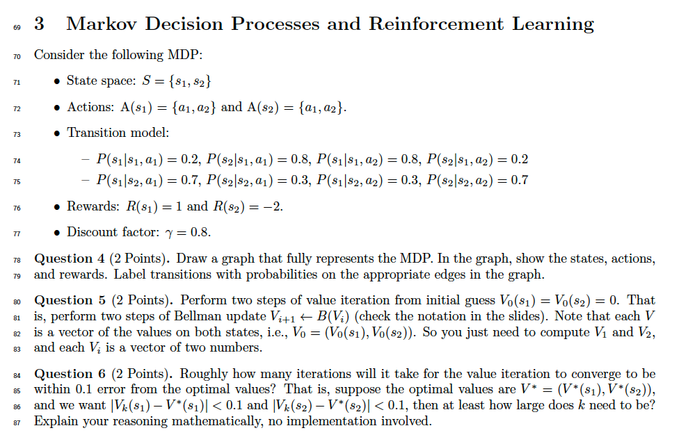 Solved \& 3 Markov Decision Processes and Reinforcement | Chegg.com