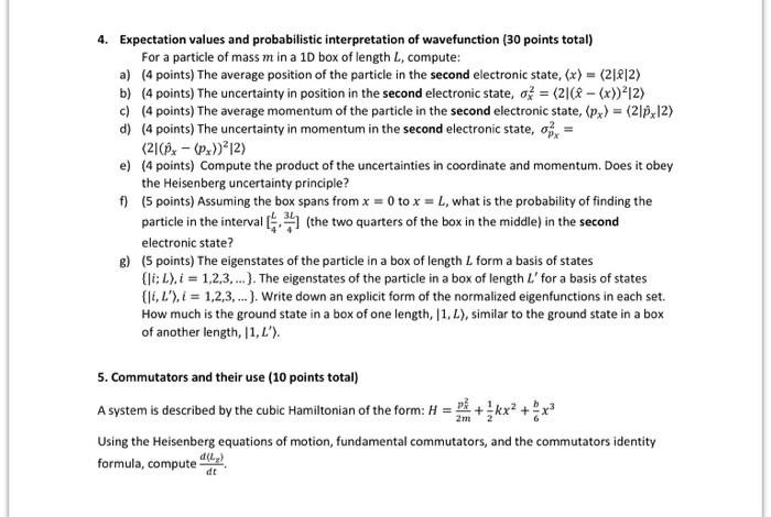 Solved 4. Expectation values and probabilistic | Chegg.com