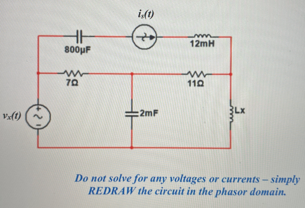 Solved Redraw the circuit below in the phasor domain (all | Chegg.com