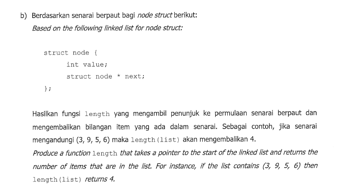 Solved b) Berdasarkan senarai berpaut bagi node struct | Chegg.com