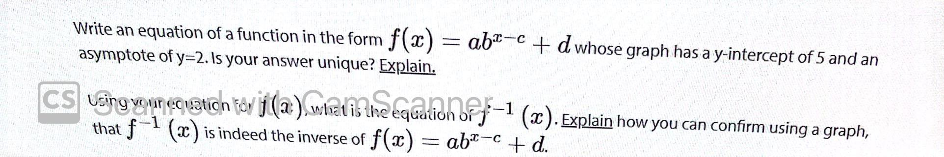 Solved - a Write an equation of a function in the form f(x) | Chegg.com