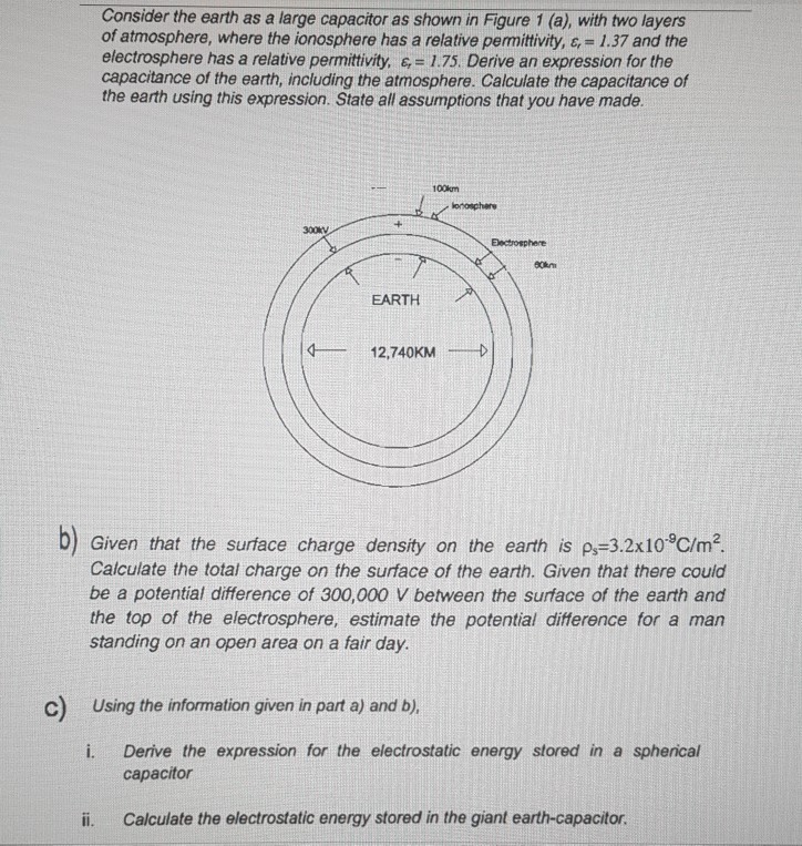 Solved Consider the earth as a large capacitor as shown in | Chegg.com