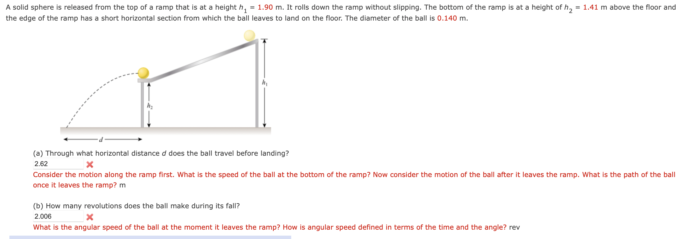 Solved the edge of the ramp has a short horizontal section | Chegg.com