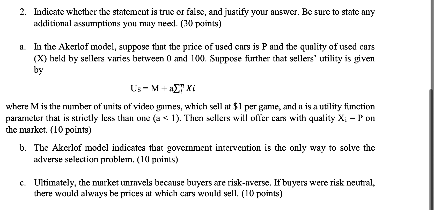 Solved 2. Indicate whether the statement is true or false, | Chegg.com