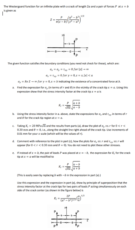 The Westergaard function for an infinite plate with a | Chegg.com