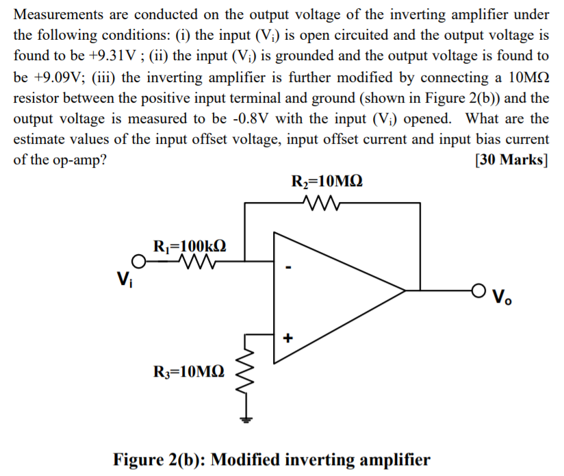 Solved c) In estimating DC imperfections (input offset | Chegg.com