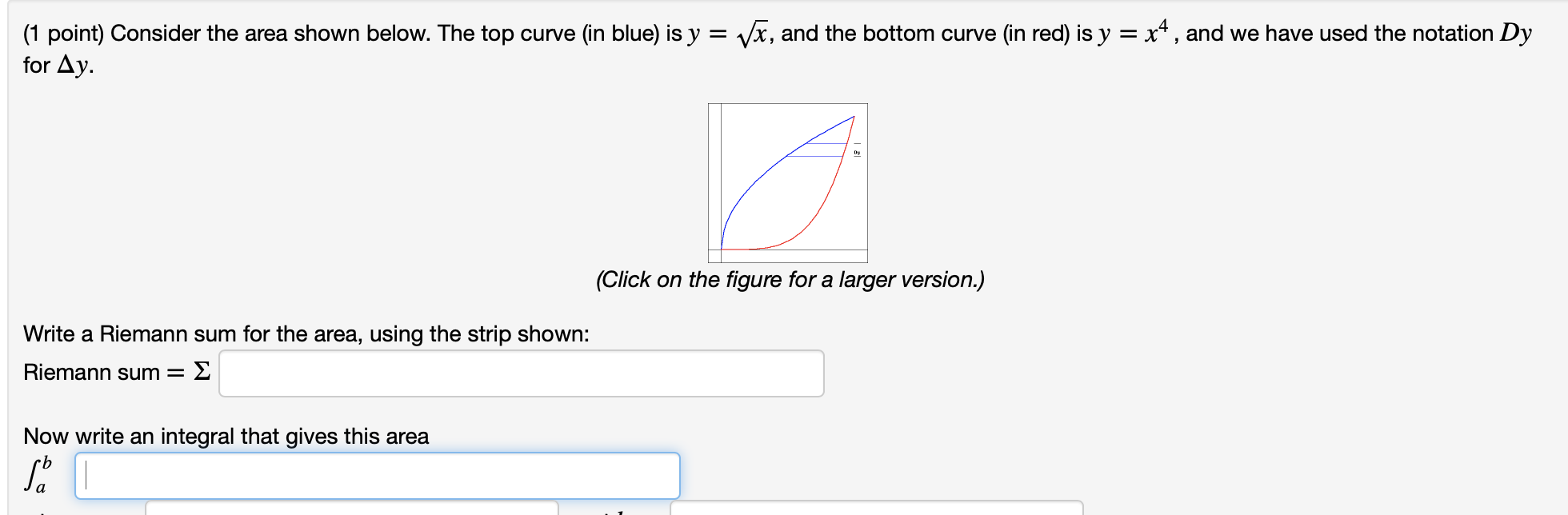 Solved (1 point) Consider the area shown below. The top | Chegg.com