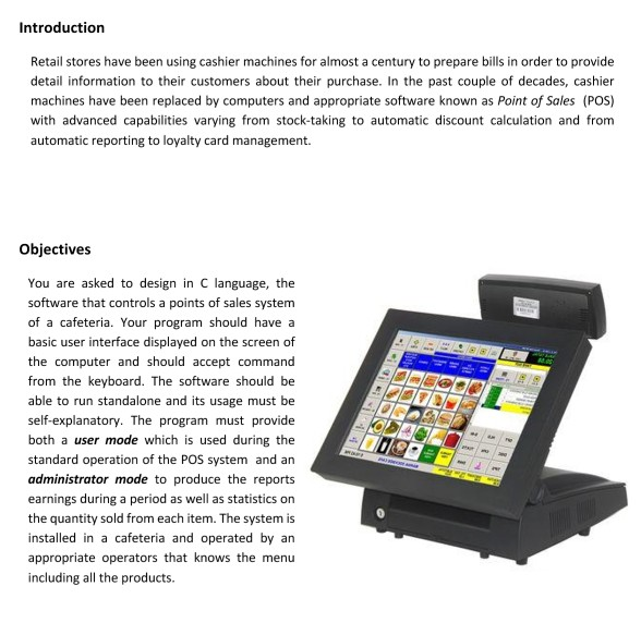 Solved Introduction Retail stores have been using cashier | Chegg.com