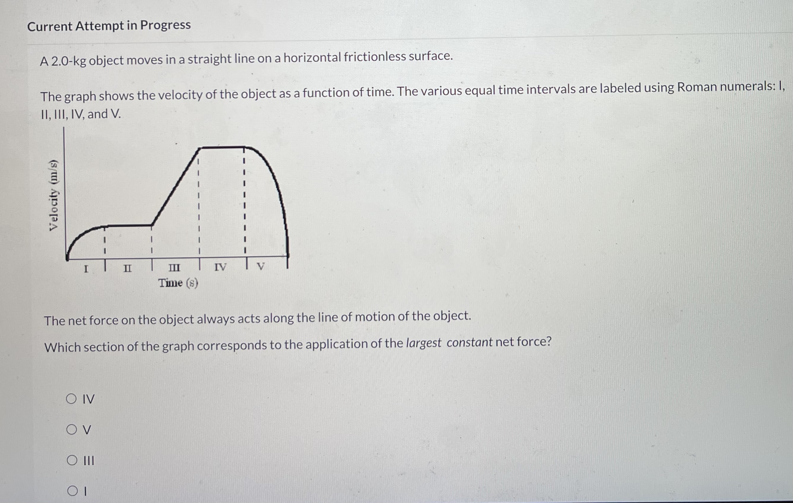 Solved A 2.0-kg object moves in a straight line on a | Chegg.com