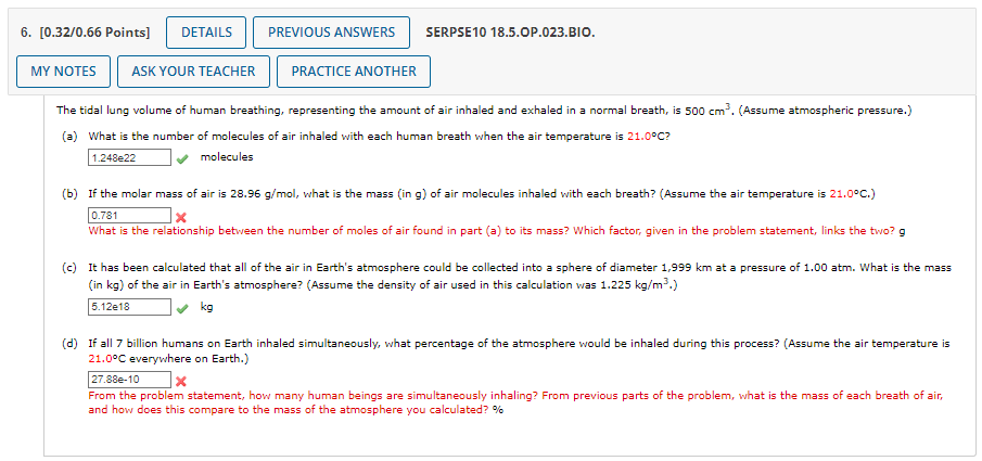 Solved The tidal lung volume of human breathing, | Chegg.com