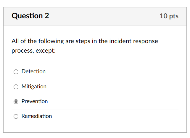 Solved All of the following are steps in the incident | Chegg.com