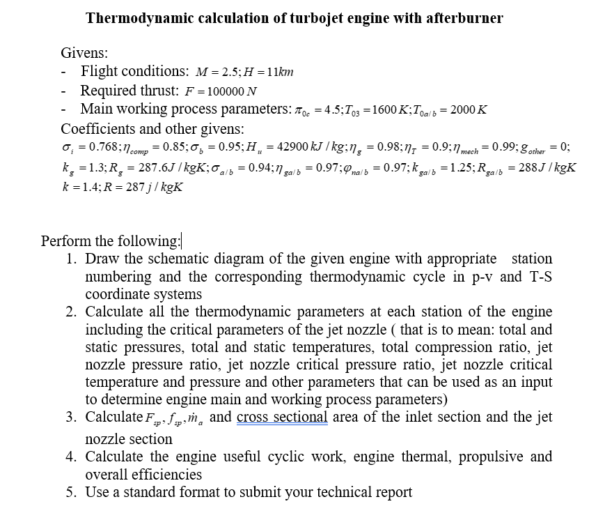 Solved Thermodynamic calculation of ﻿turbojet engine with | Chegg.com