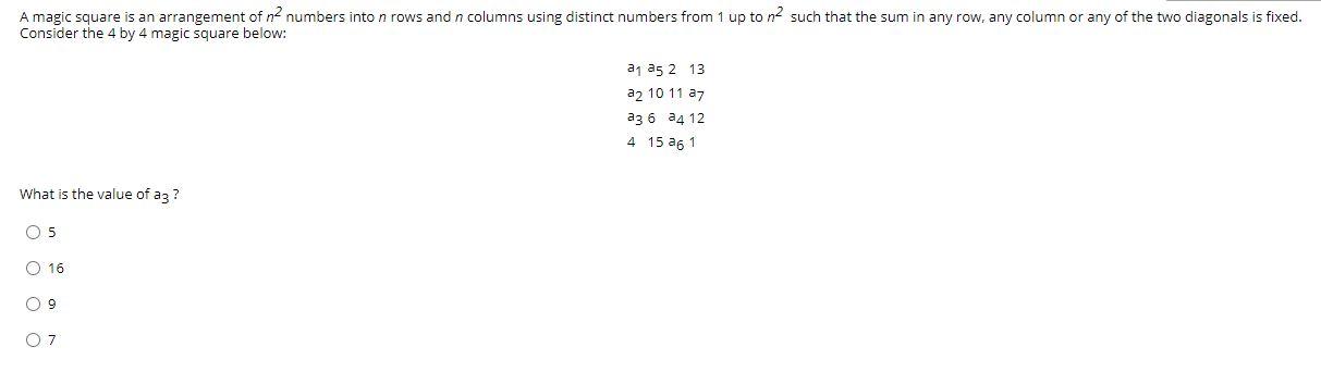 Solved A Magic Square Is An Arrangement Of N2 Numbers Into N 