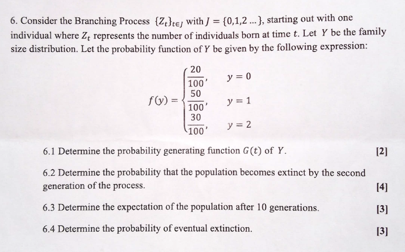 Solved Consider the Branching Process {Zt}tinJ ﻿with | Chegg.com