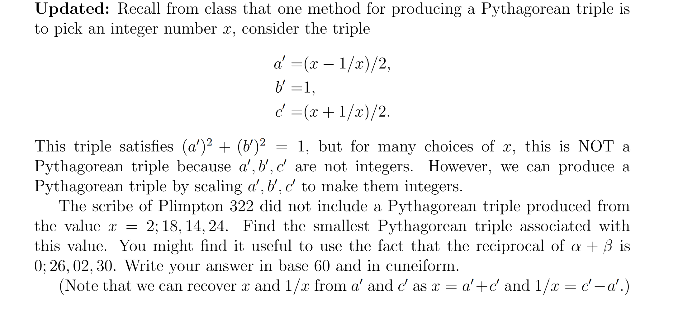 Solved Updated: Recall from class that one method for | Chegg.com