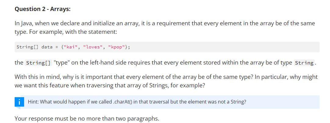 Solved \r\nQuestion 2 - Arrays: In Java, when we declare and | Chegg.com