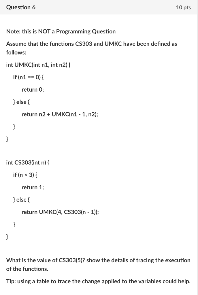 Solved Question 6 10 pts Note: this is NOT a Programming | Chegg.com