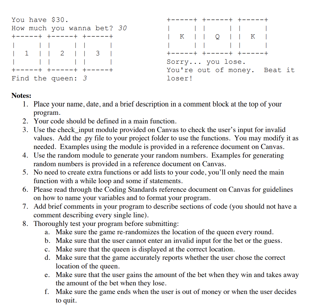 Solved Example Output (user input is in italics): -Three | Chegg.com