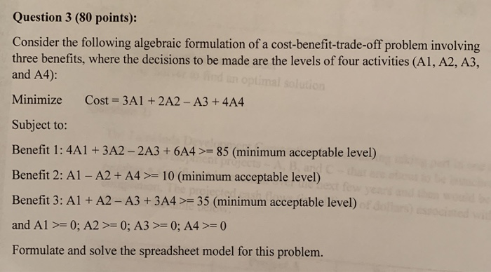 Solved Question 3 (80 points): Consider the following | Chegg.com