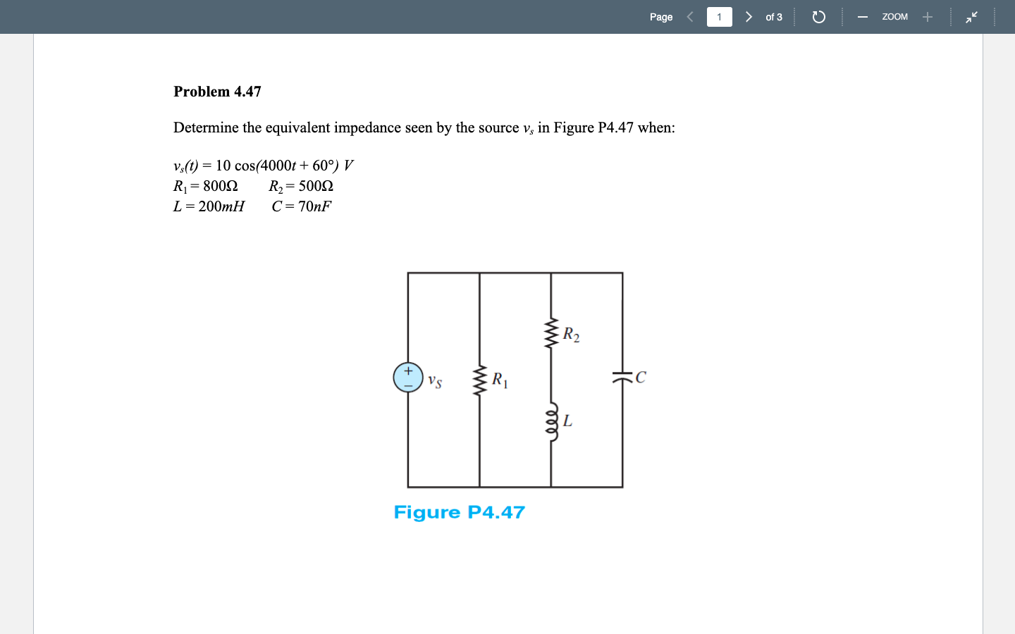 Solved Determine the equivalent impedance seen by the source | Chegg.com