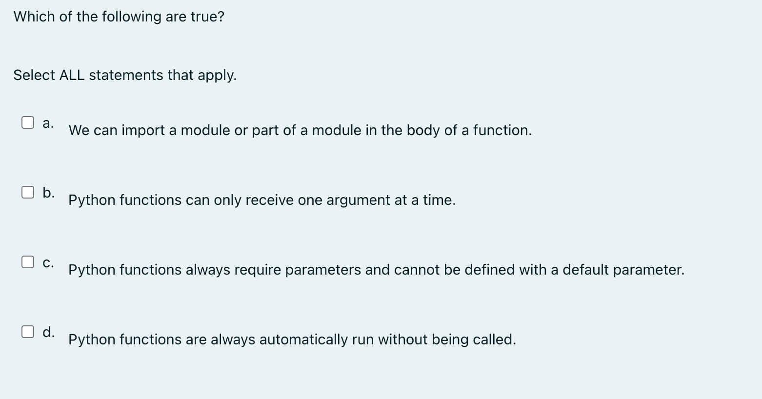 Solved Which of the following are true? Select ALL | Chegg.com