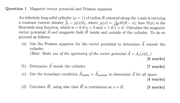 Solved estion 1 Magnetic vector potential and Poisson | Chegg.com