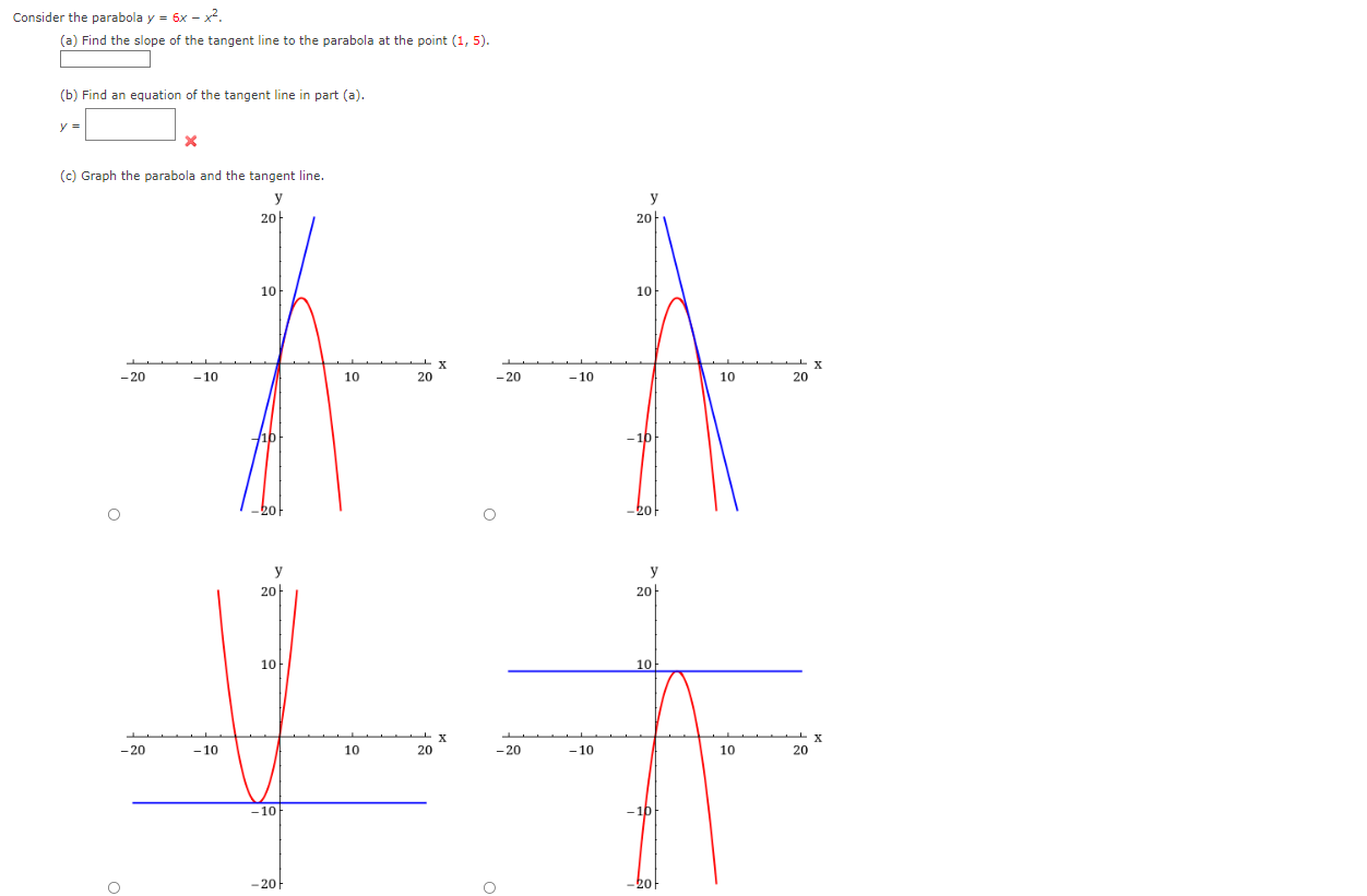 Consider the parabola y=6x−x2. (a) Find the slope of | Chegg.com