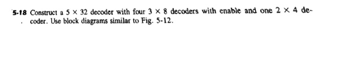 Solved 5-18 Construct a 5 × 32 decoder with four 3 × 8 | Chegg.com