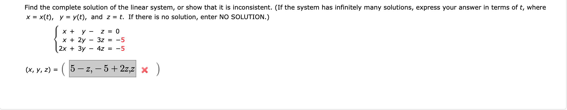 Solved Find The Complete Solution Of The Linear System Or