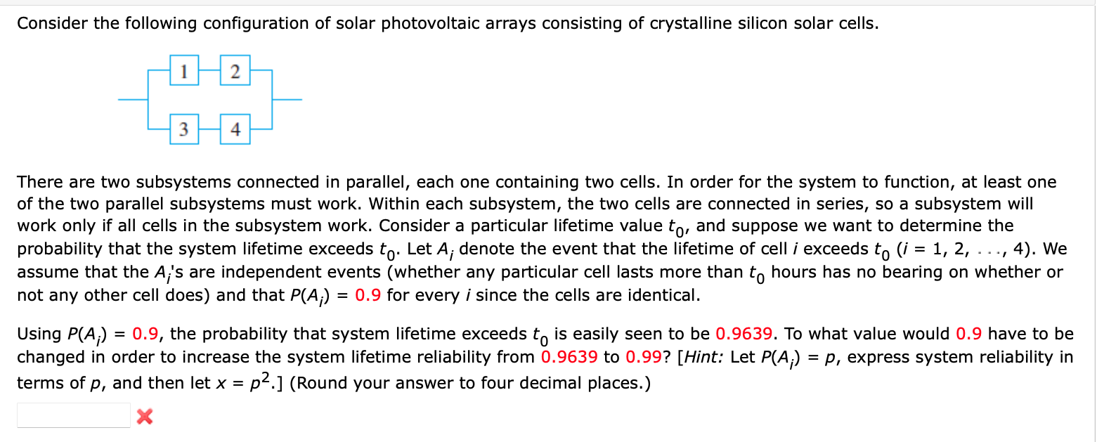 Solved There are two subsystems connected in parallel, each | Chegg.com