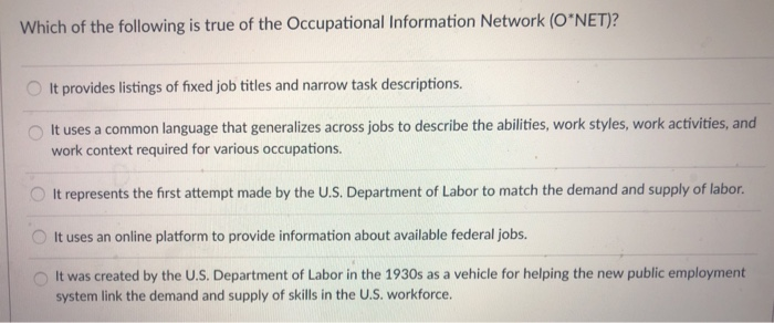 Solved Which of the following is true of the Occupational | Chegg.com