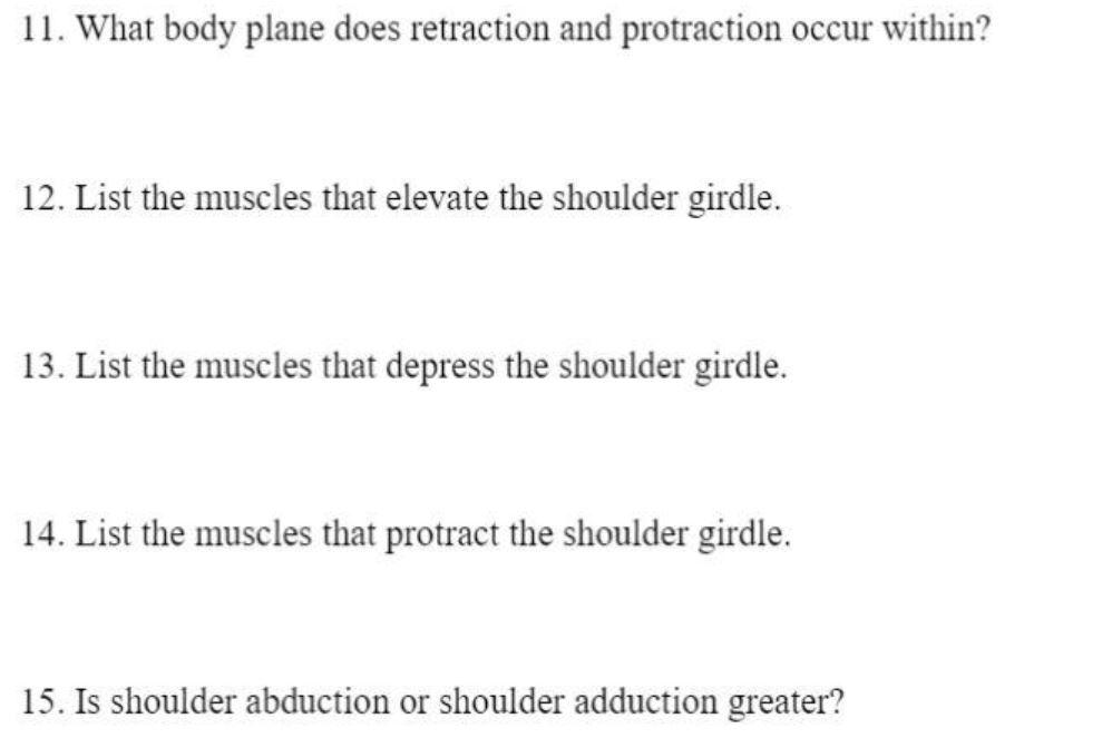 Solved 11. What body plane does retraction and protraction | Chegg.com