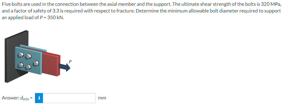 Solved Five bolts are used in the connection between the | Chegg.com