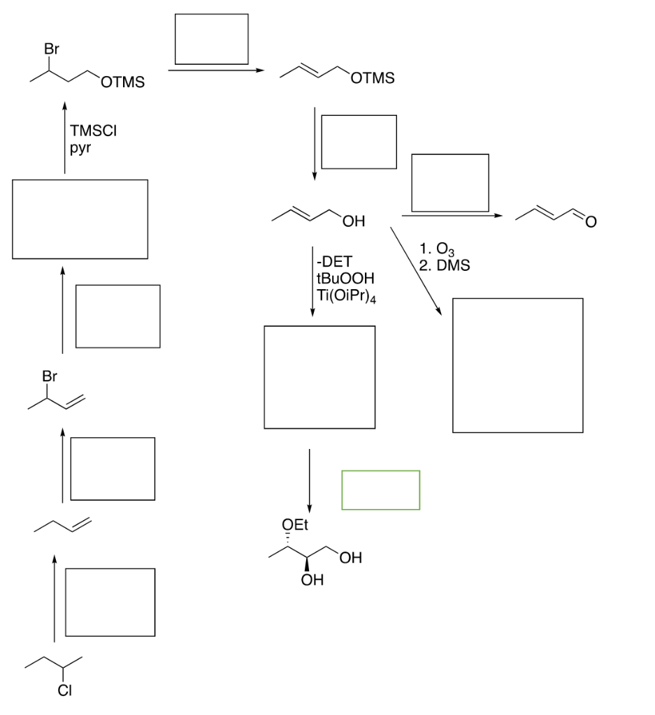 Solved Br OTMS OTMS TMSCI pyr OH 1. 03 2. DMS -DET tBuOOH | Chegg.com
