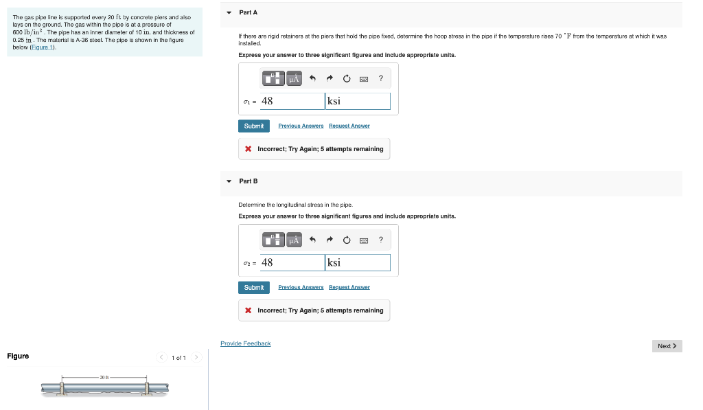 Solved x Incorrect; Try Again; 5 attempts remaining - Part B | Chegg.com
