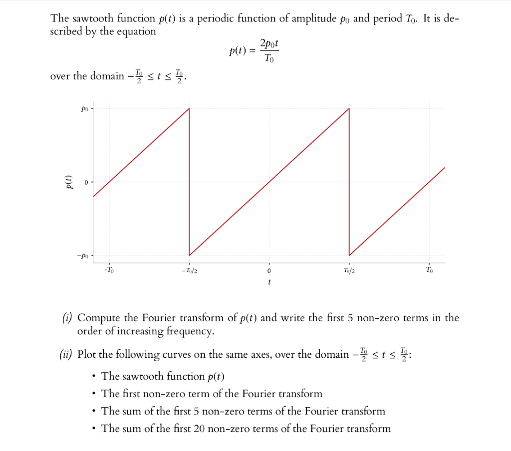 The sawtooth function p(t) is a periodic function of | Chegg.com