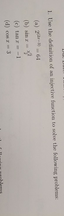 Solved DUD 1. Use the definition of an injective function to | Chegg.com