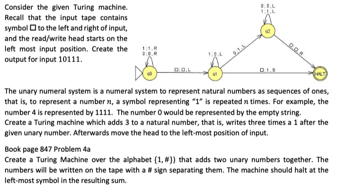 Solved Consider the given Turing machine. Recall that the | Chegg.com