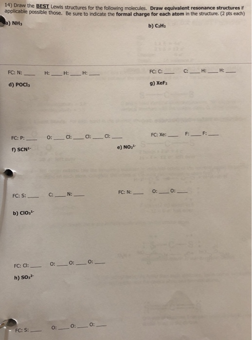 Solved Draw the BEST Lewis structures for the following | Chegg.com