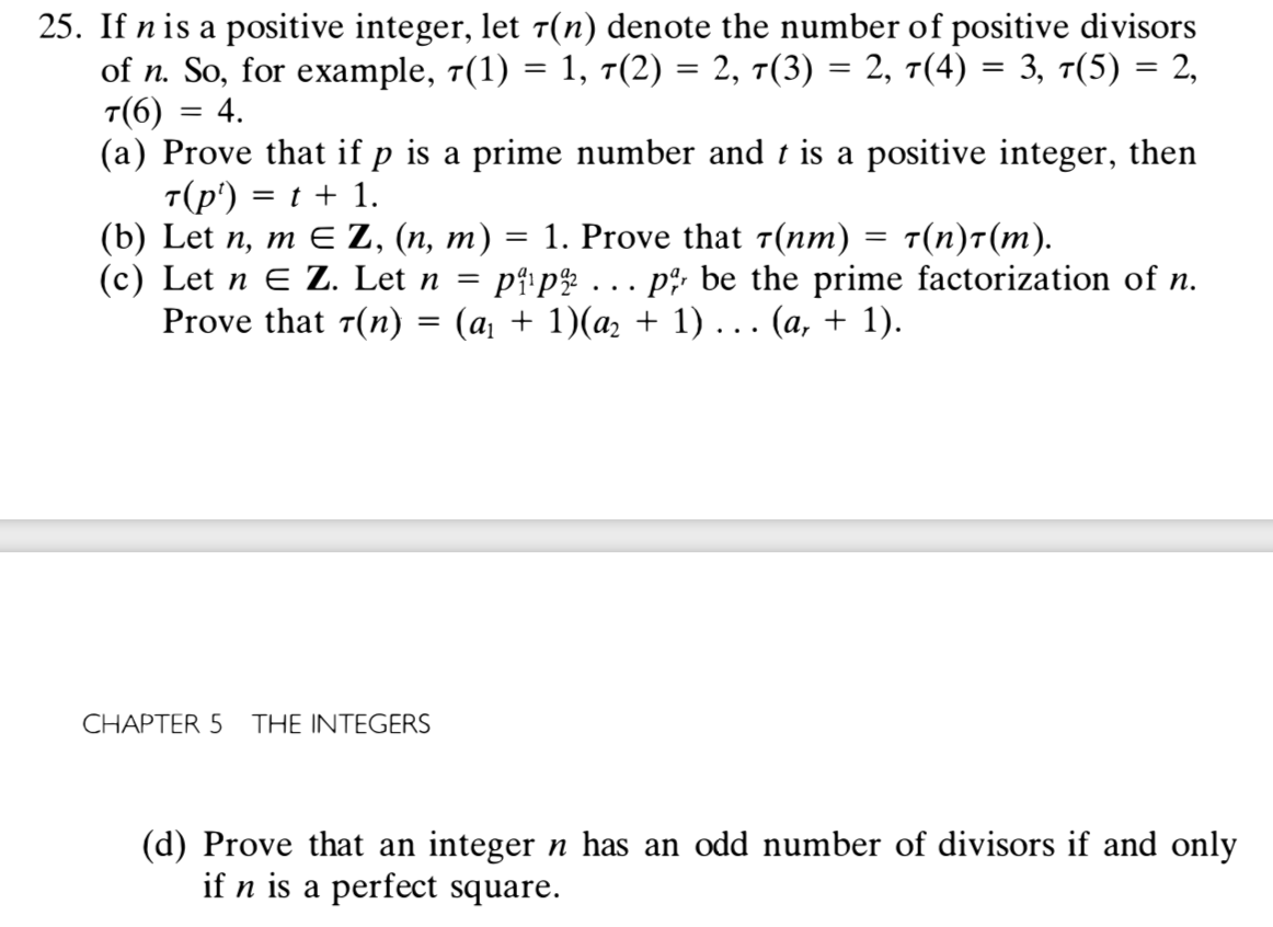 Solved 25. If nis a positive integer, let 7(n) denote the | Chegg.com