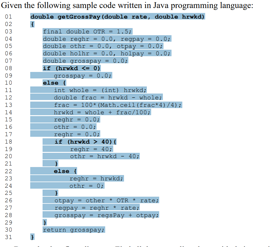 Solved . Given the following sample code written in Java | Chegg.com