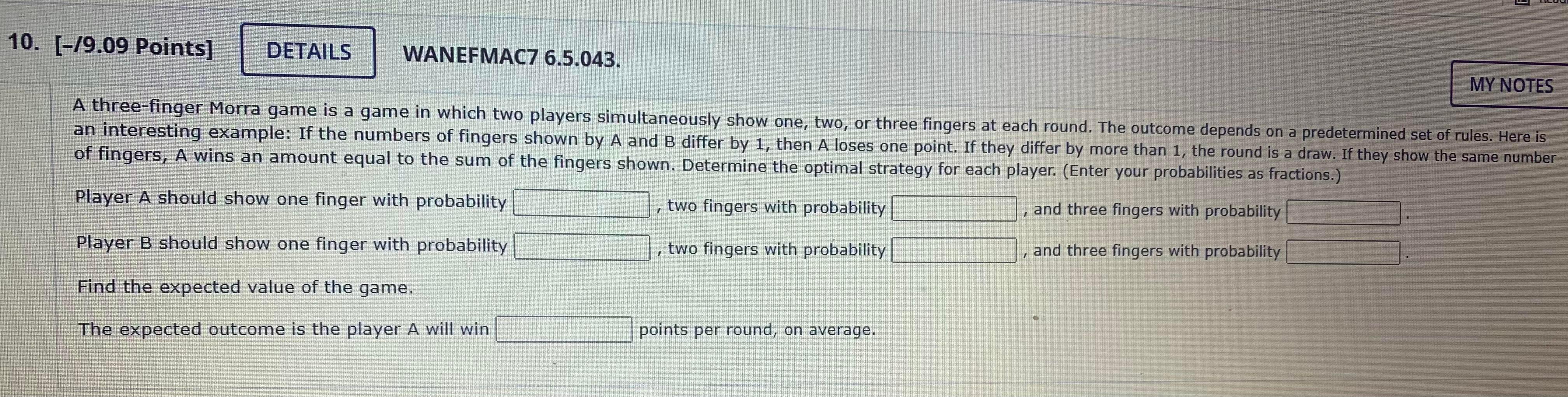 Solved 10. [-19.09 Points] DETAILS WANEFMAC7 6.5.043. MY | Chegg.com
