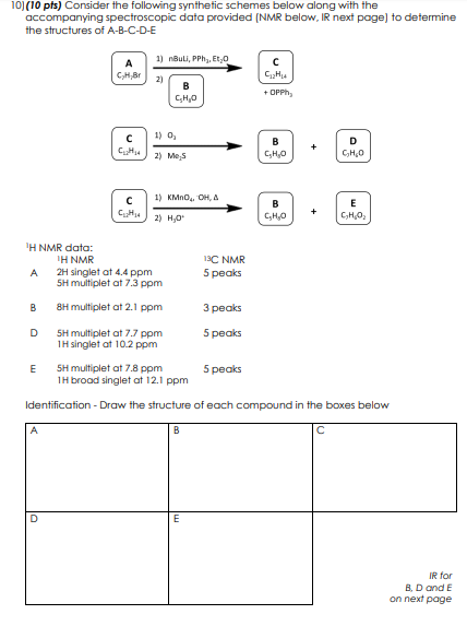 Solved 10) (10 pts) Consider the following synthetic schemes | Chegg.com