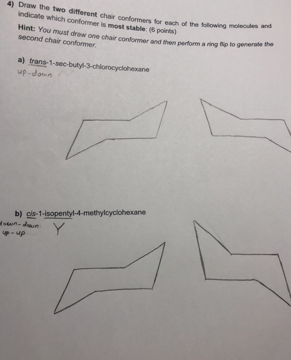 Solved Draw the two different chair conformers for each of | Chegg.com