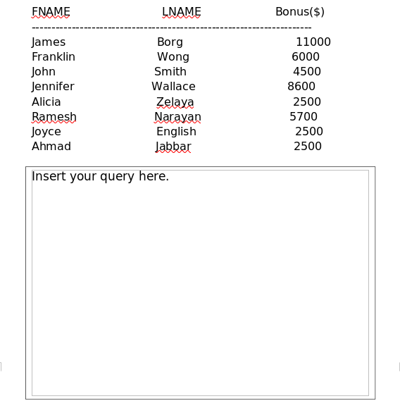 Solved Schema:For the EMPLOYEE table, write a query that | Chegg.com