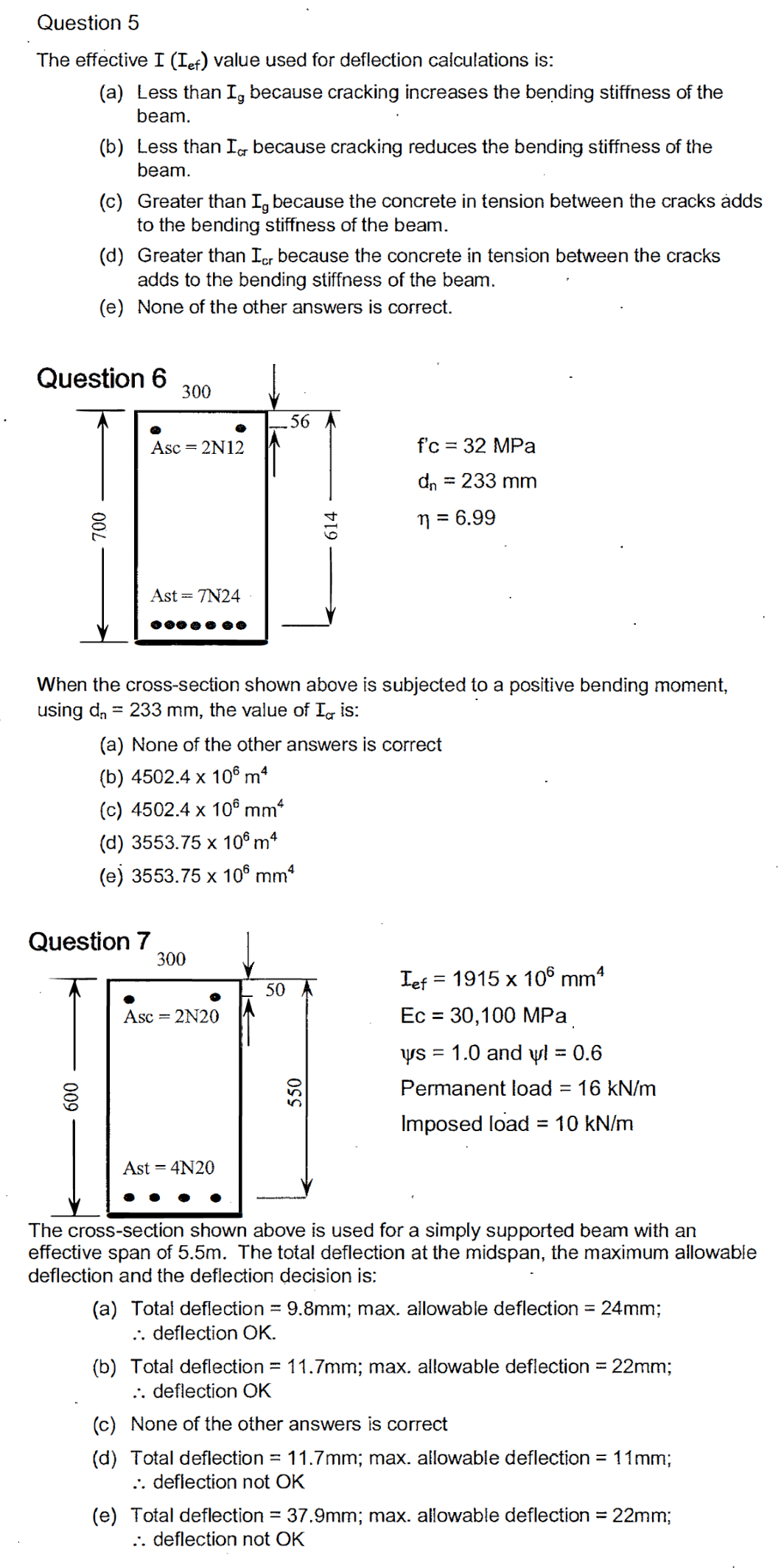 Solved The effective I ( Ief ) ﻿value used for deflection | Chegg.com